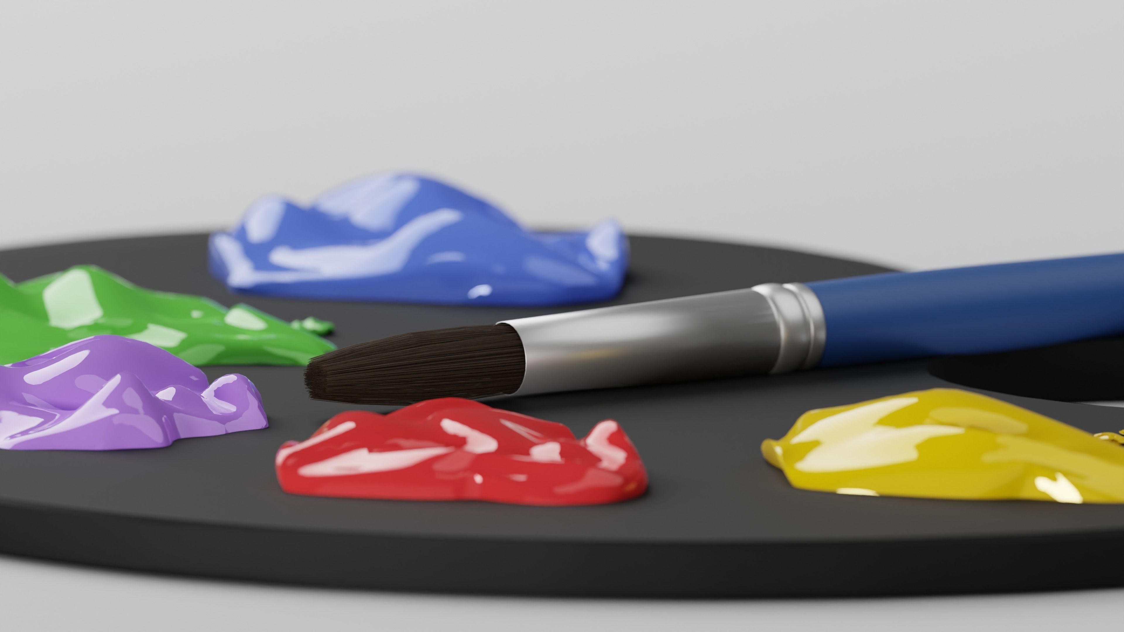 Color Palette With Brush 3D model 3D model | CGTrader