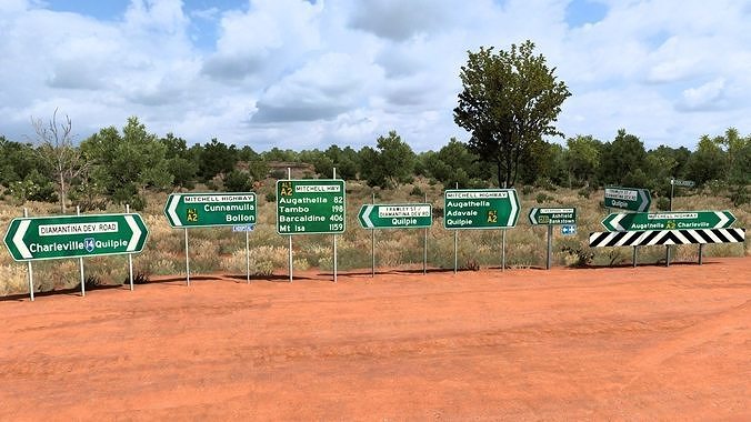 3D model Australian Road Navigation Highway Green Signs VR / AR / low ...