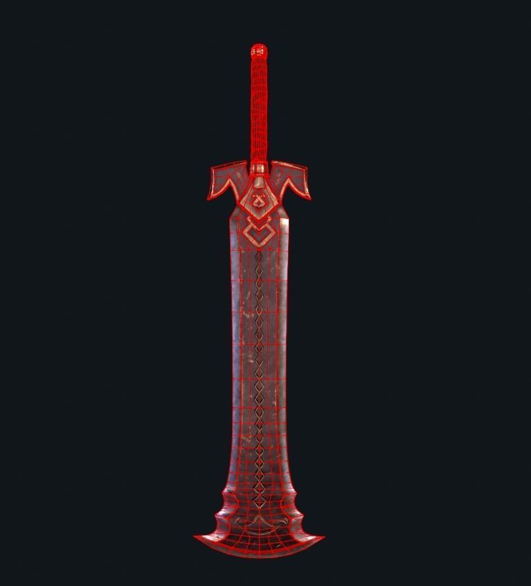 3D model Dwarf Two-Hand Sword VR / AR / low-poly | CGTrader