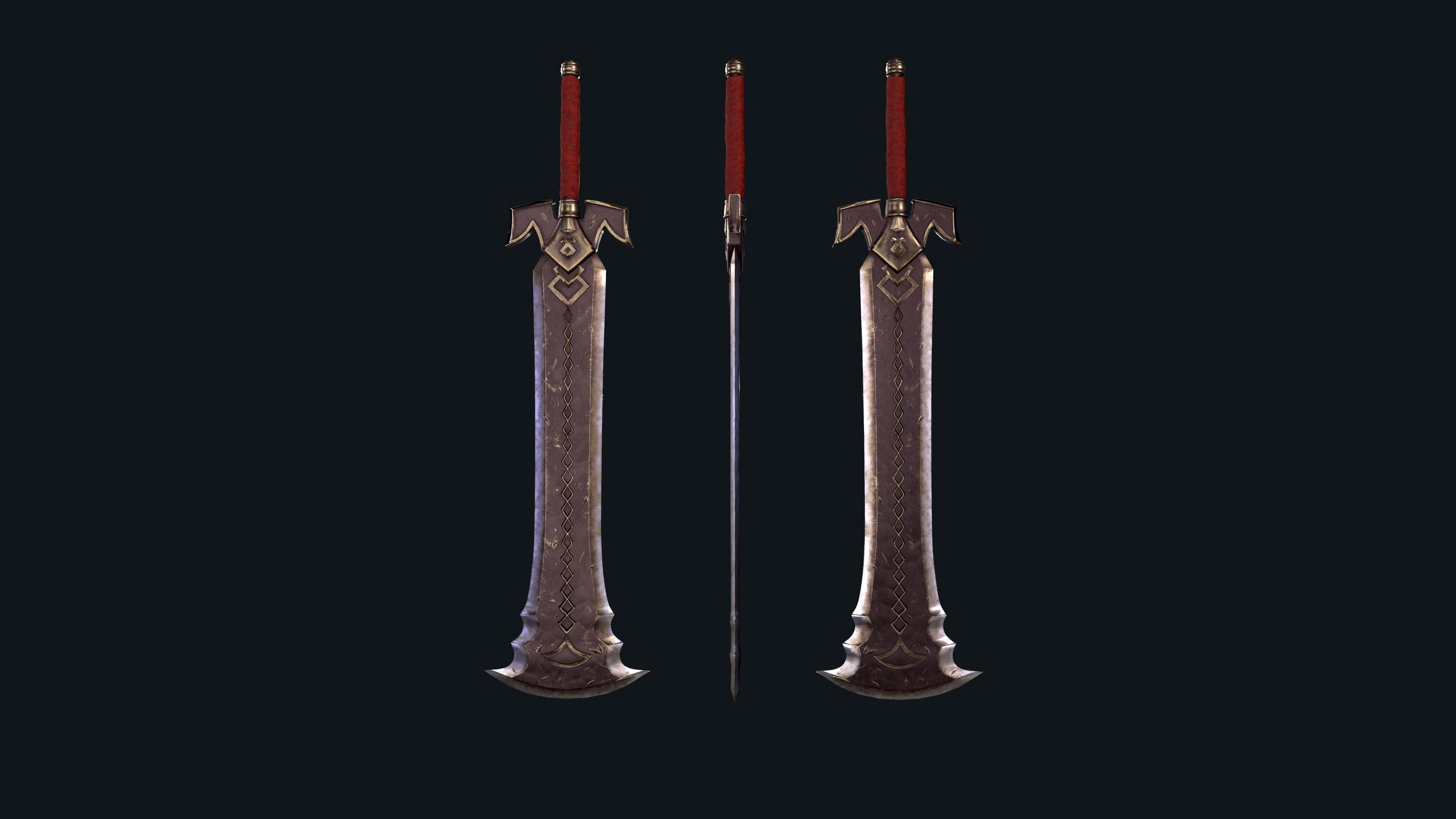 3D model Dwarf Two-Hand Sword VR / AR / low-poly | CGTrader