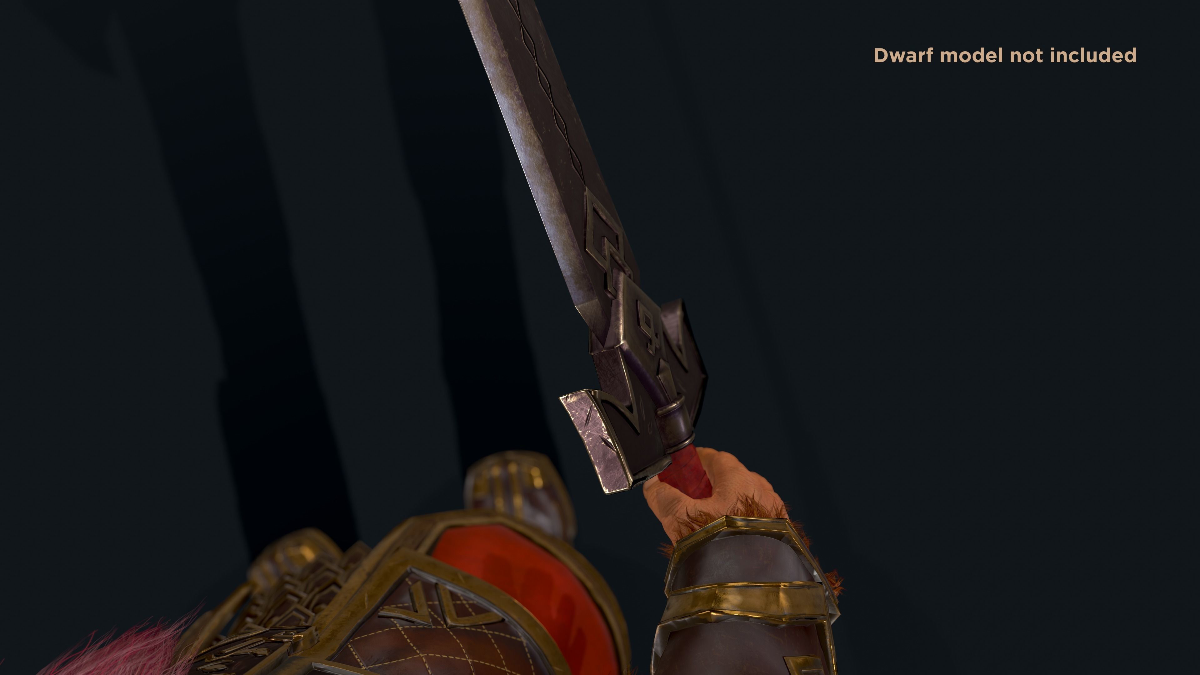 3D model Dwarf Two-Hand Sword VR / AR / low-poly | CGTrader