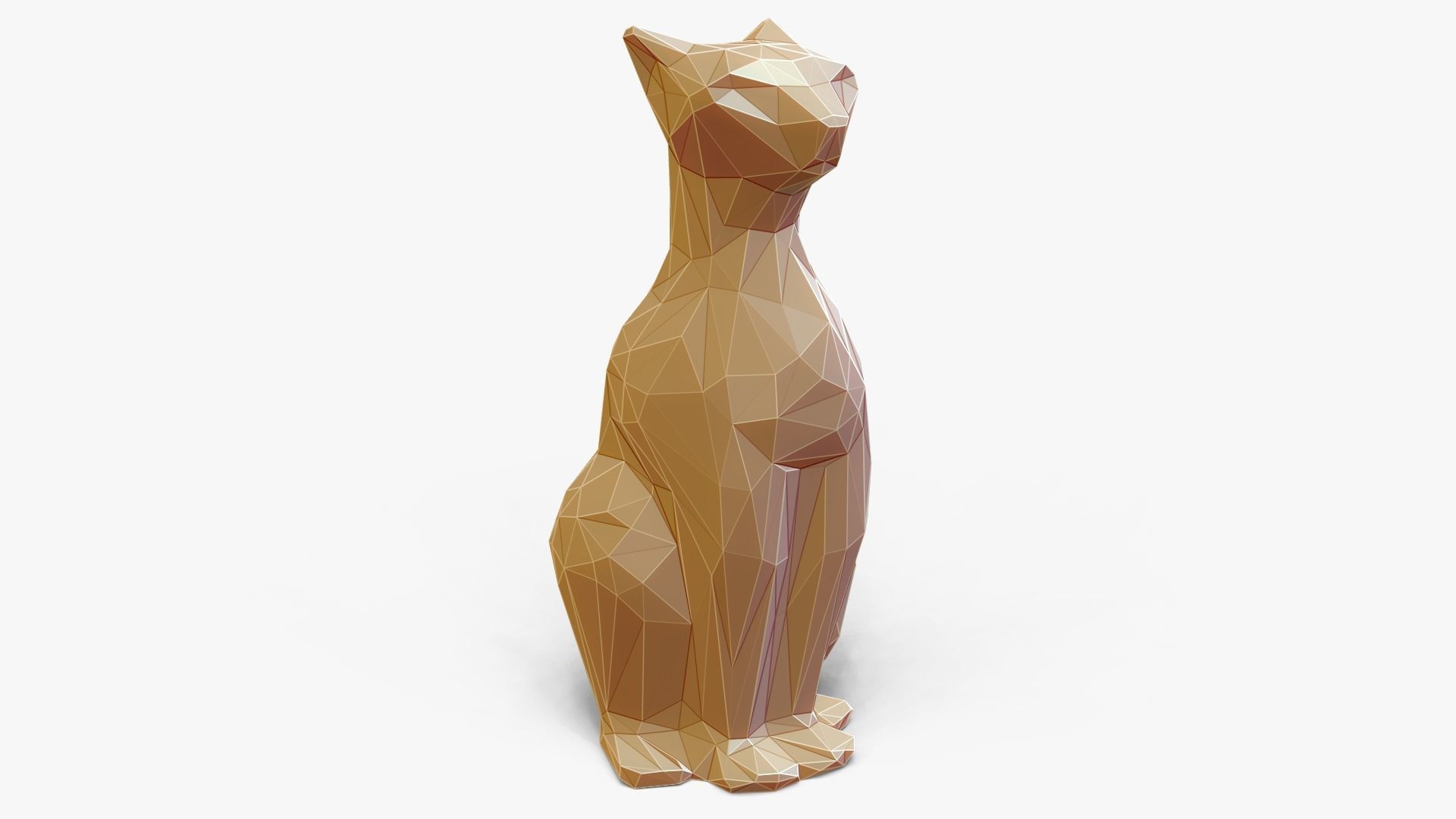 Faceted Sitting Cat Figurine 3D model 3D printable | CGTrader