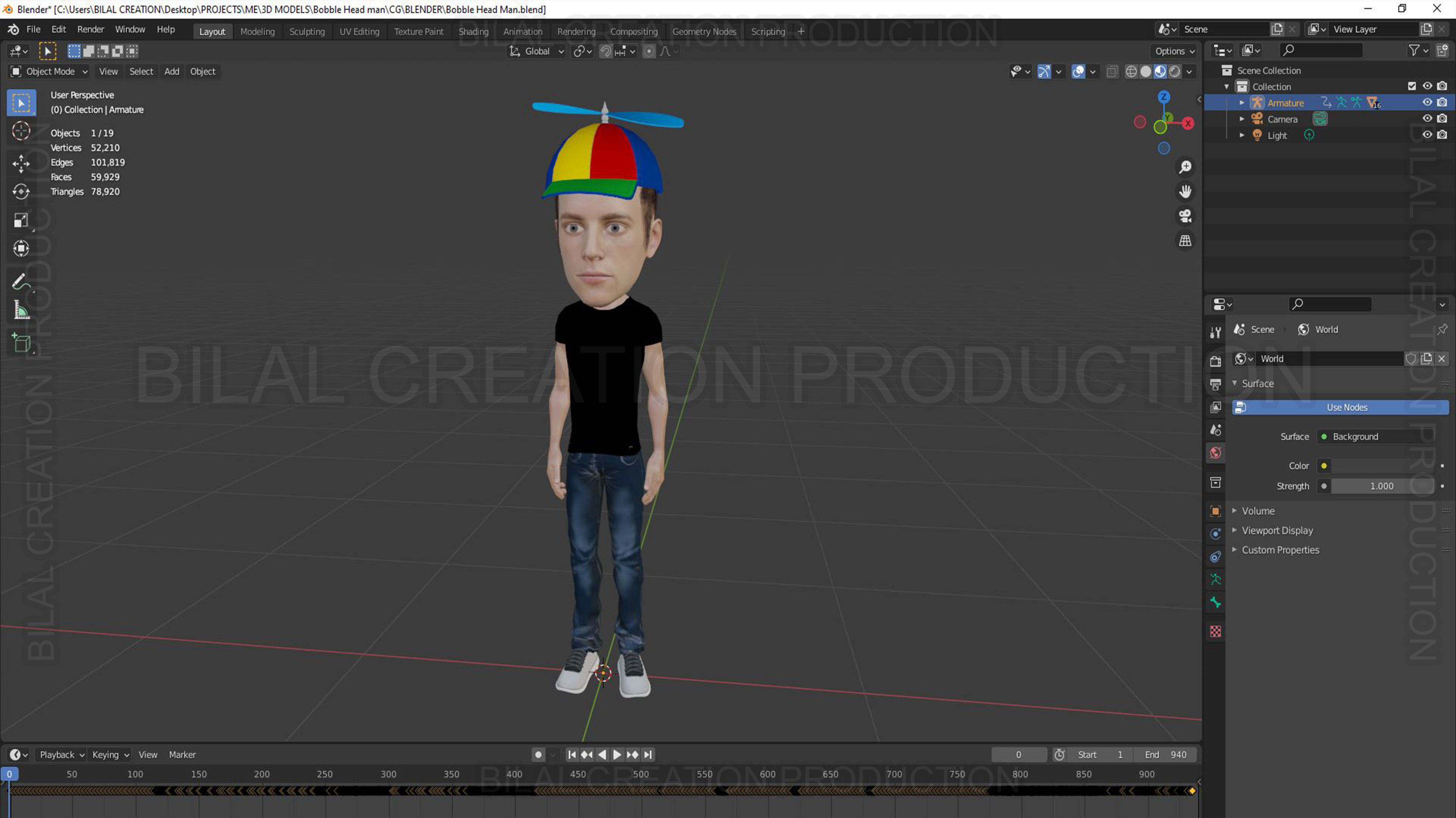 BOBBLE HEAD MAN WITH MOTIONS 3D model animated rigged | CGTrader