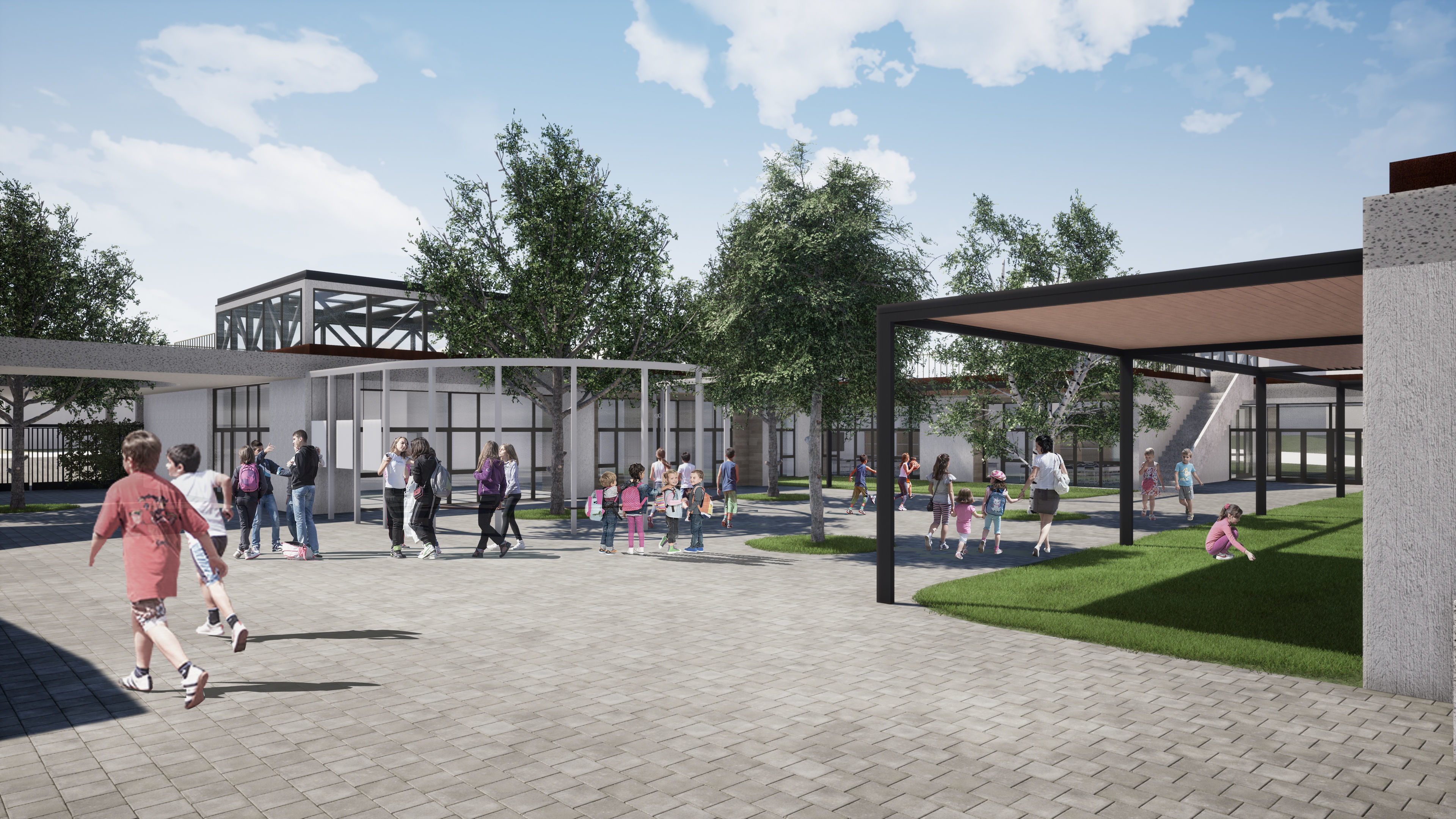3D model School with pavilion concept VR / AR / low-poly | CGTrader