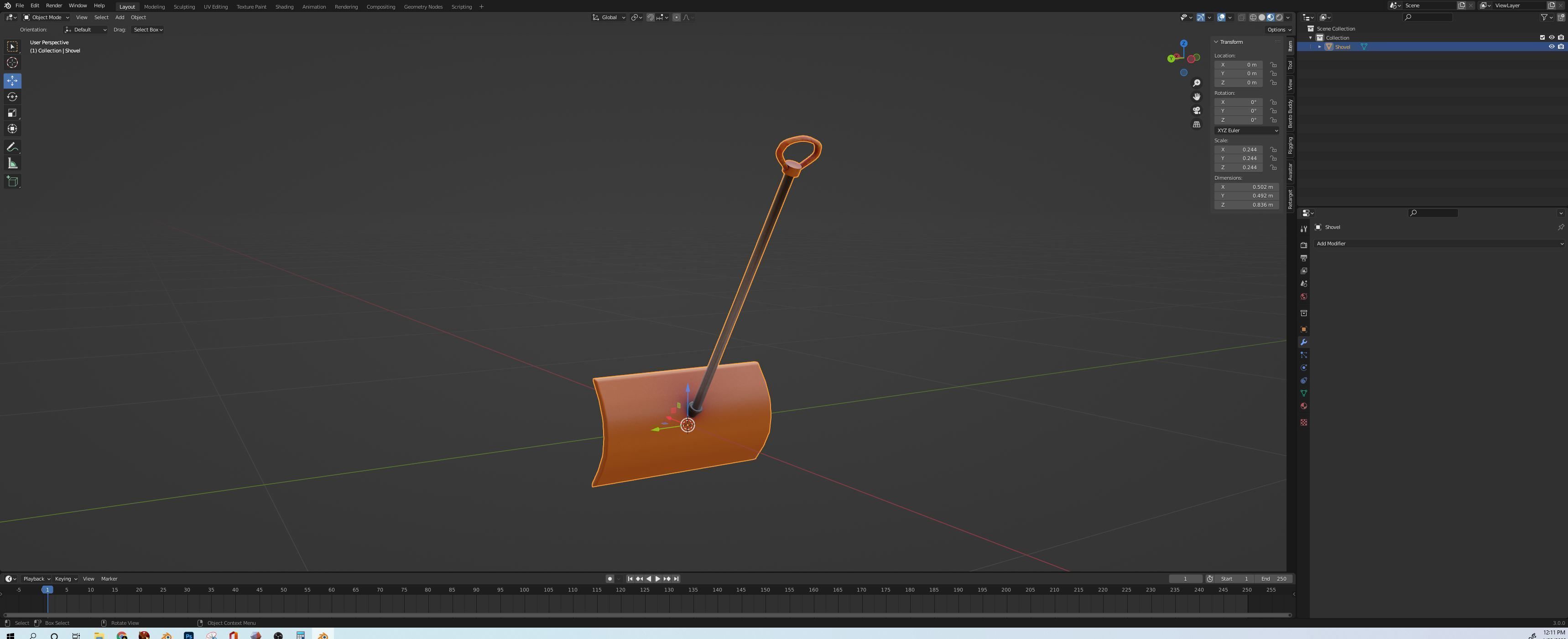 Snow Push Shovel free VR / AR / low-poly 3D model | CGTrader