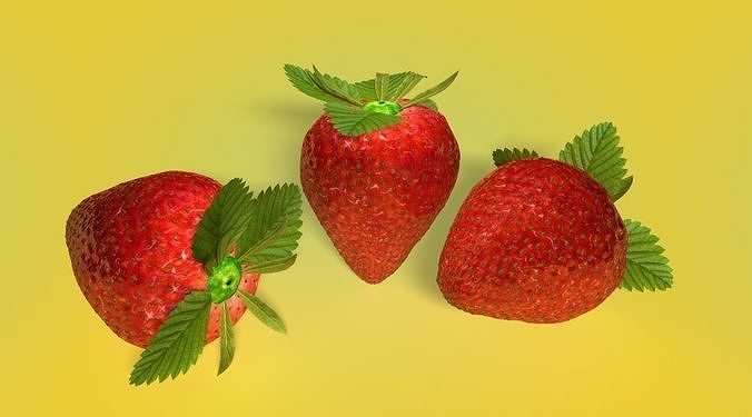 Strawberry model three strawberries free 3D model | CGTrader