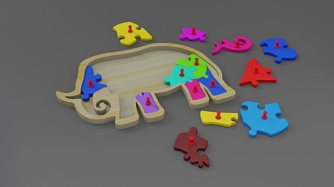PUZZLES 3D model elephant puzzle piece 3D model | CGTrader