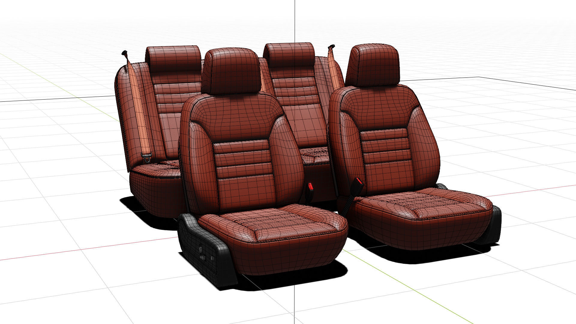 3D model Universal Regular Car Seat Set Red Leather VR / AR / low-poly ...