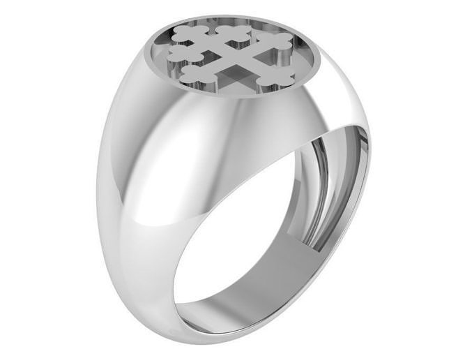 Cross Signet Ring 0880 3D model 3D printable | CGTrader