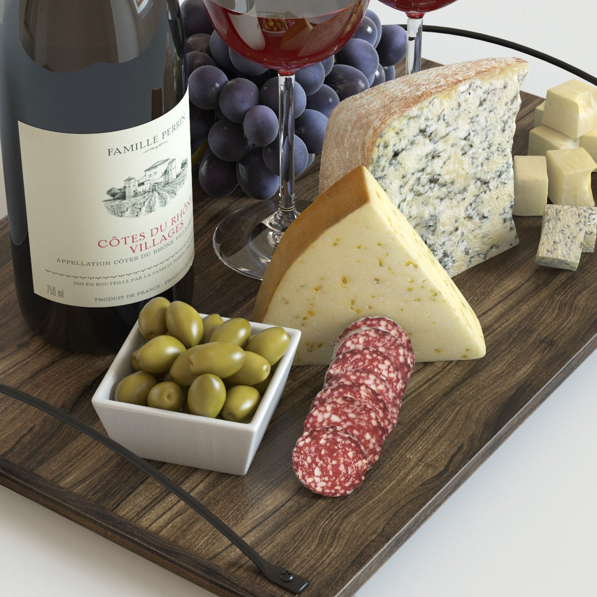 Red Wine and Grapes 3D model | CGTrader