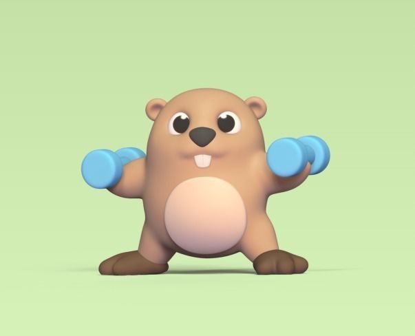 Beaver Working Out 3D model 3D printable | CGTrader