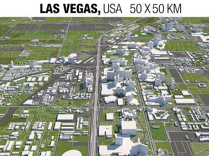 Las Vegas 50x50km 3D City Map 3D model | CGTrader