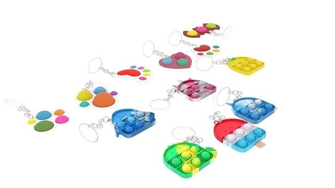 Simple Dimples and Pop It Fidget Toy Keychains Set 3D model | CGTrader