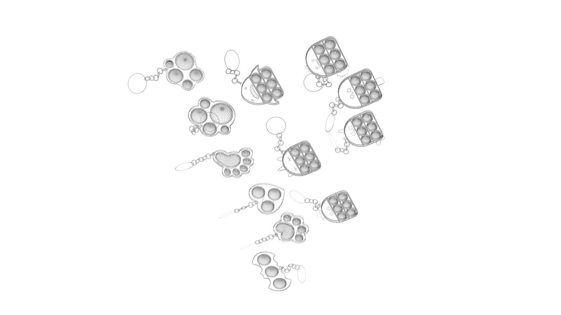 Simple Dimples and Pop It Fidget Toy Keychains Set 3D model | CGTrader