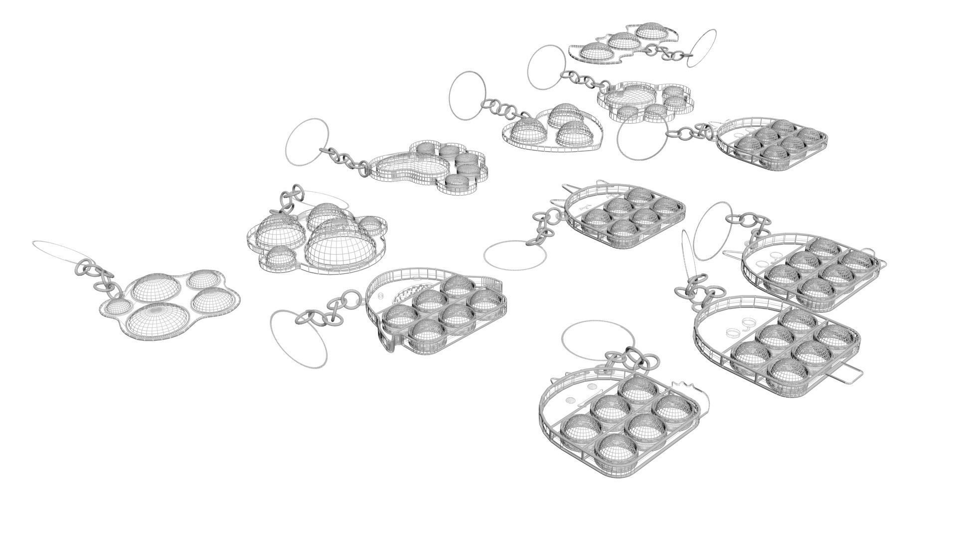 Simple Dimples and Pop It Fidget Toy Keychains Set 3D model | CGTrader