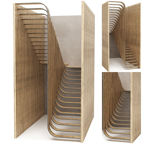 Stairs wooden box with in it 3D model | CGTrader