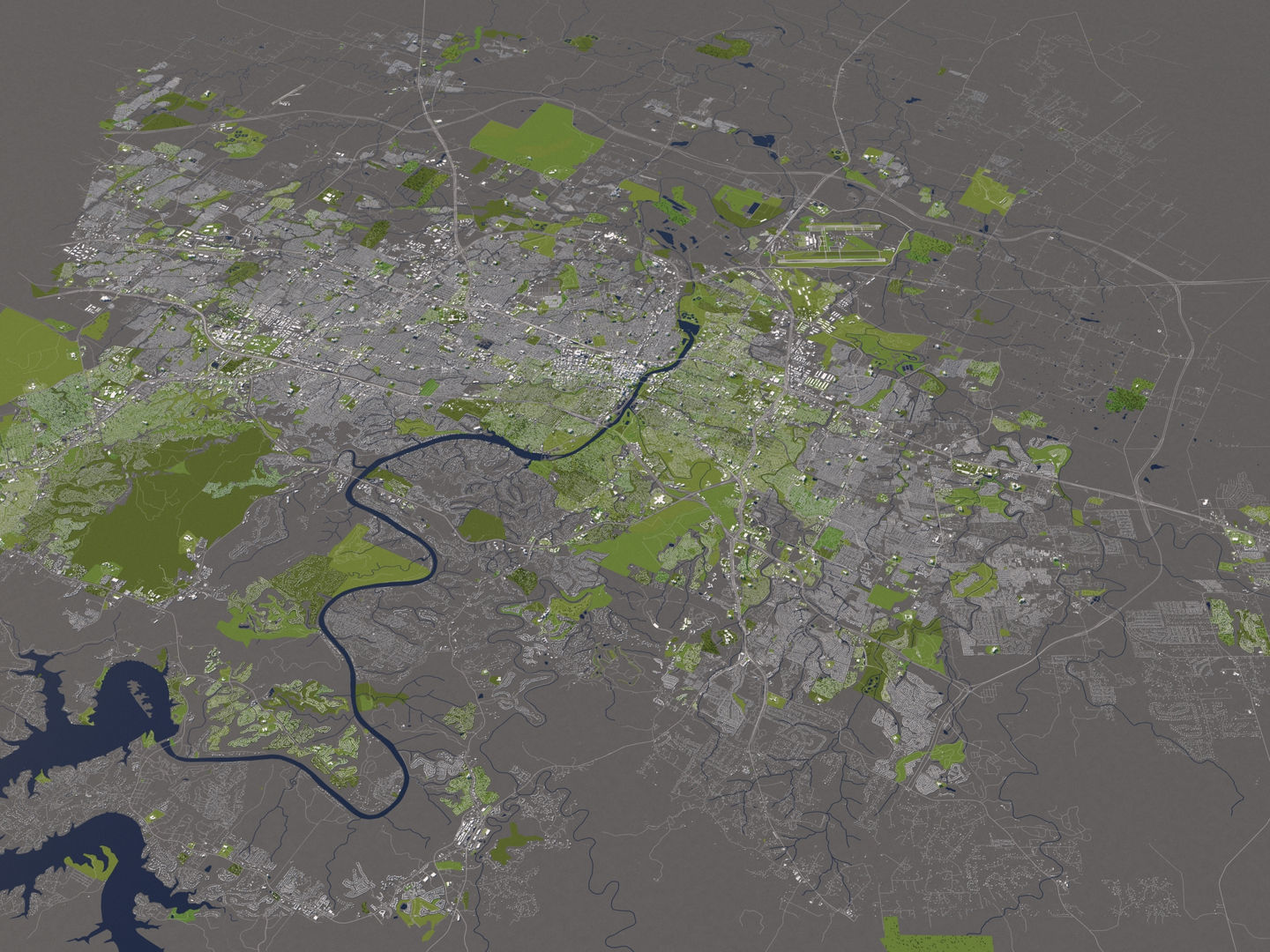 Austin 50x50km City 3D Map 3D model | CGTrader