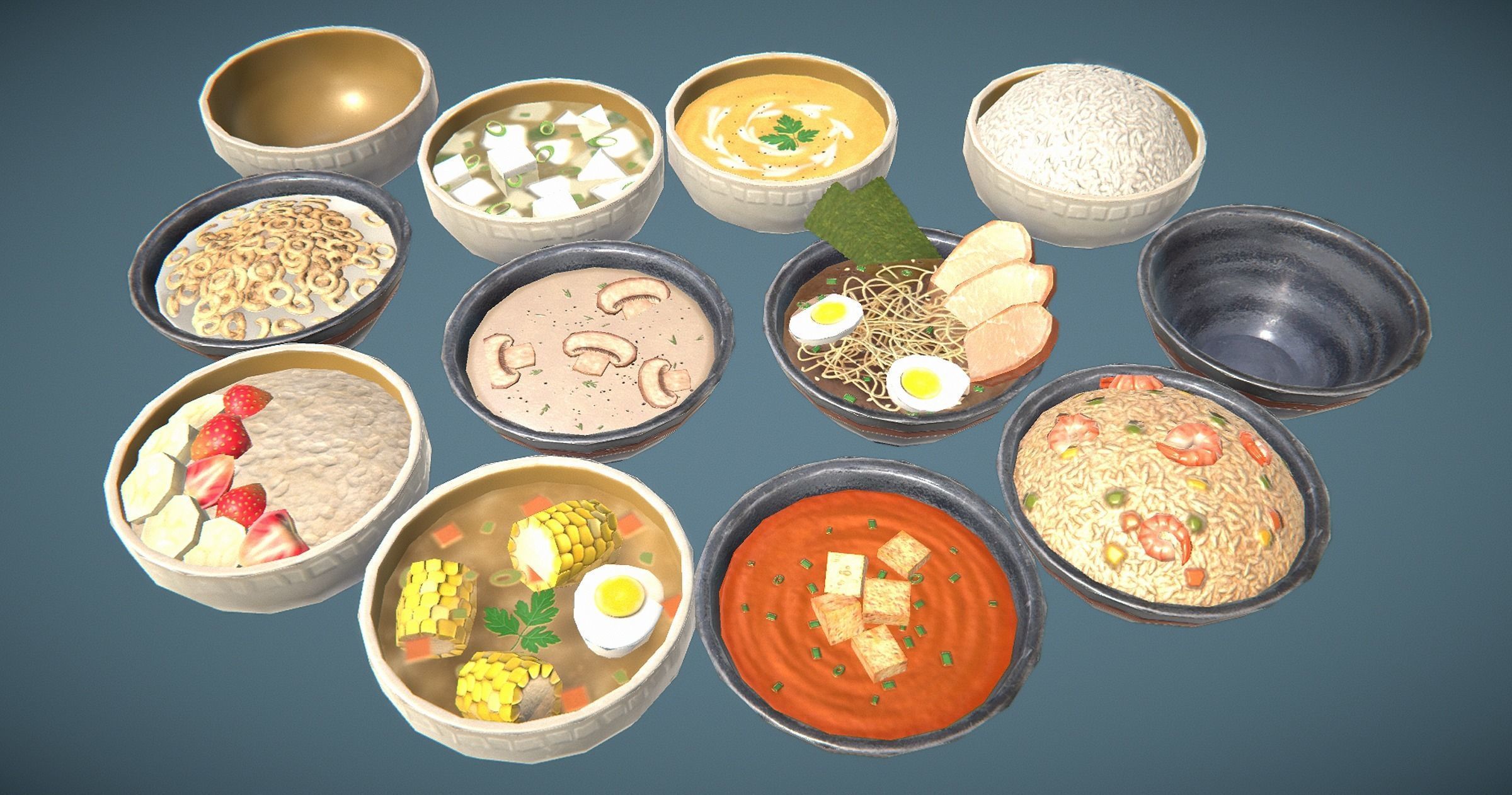3D model Stylized Soups and Porridge VR / AR / low-poly | CGTrader