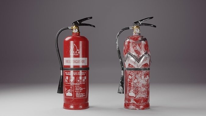 3D model Fire extinguisher Clean and Broken - 3D Model Low Poly VR / AR ...