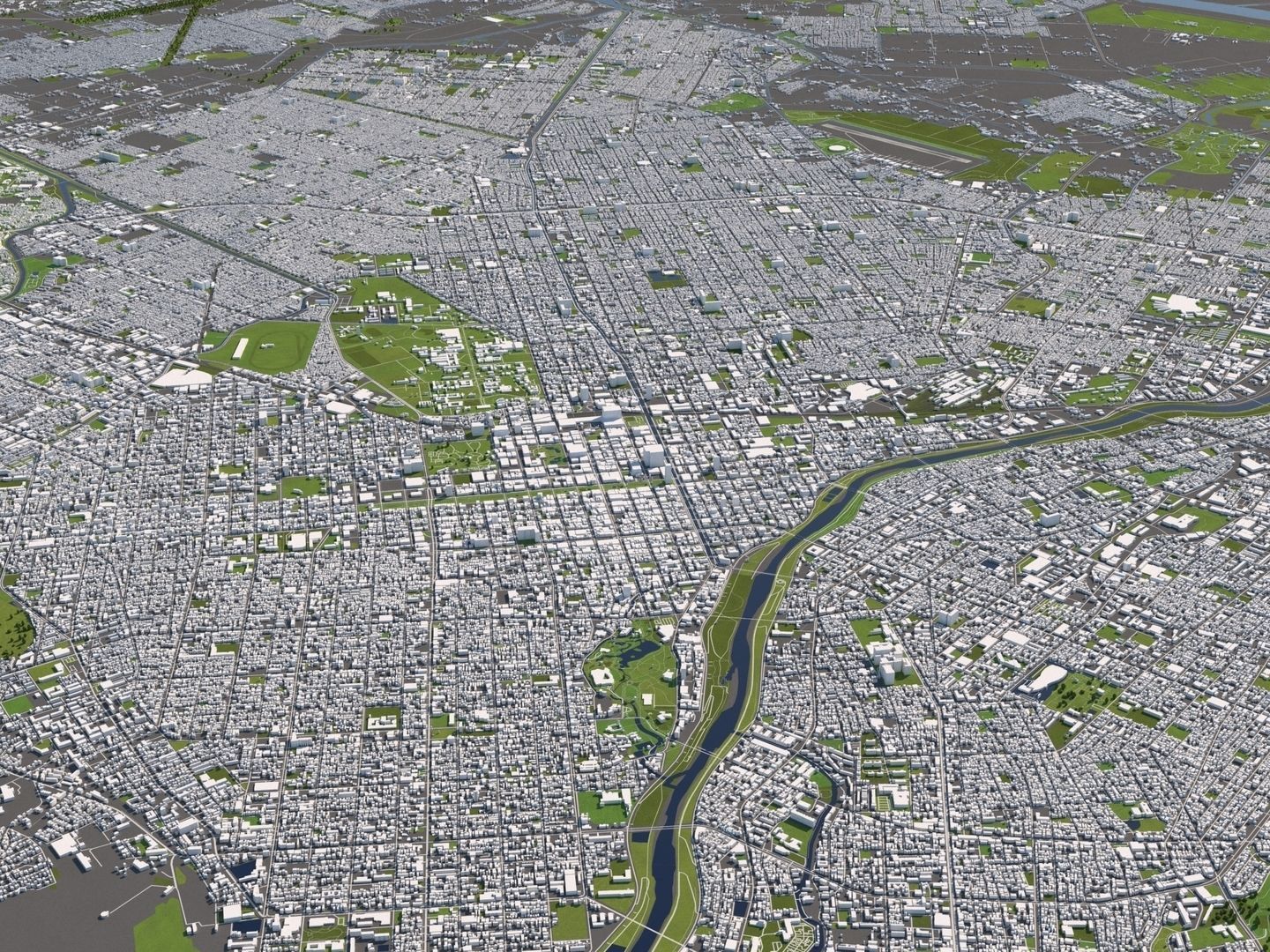 Sapporo Japan 50x50km 3D City Map 3D model | CGTrader