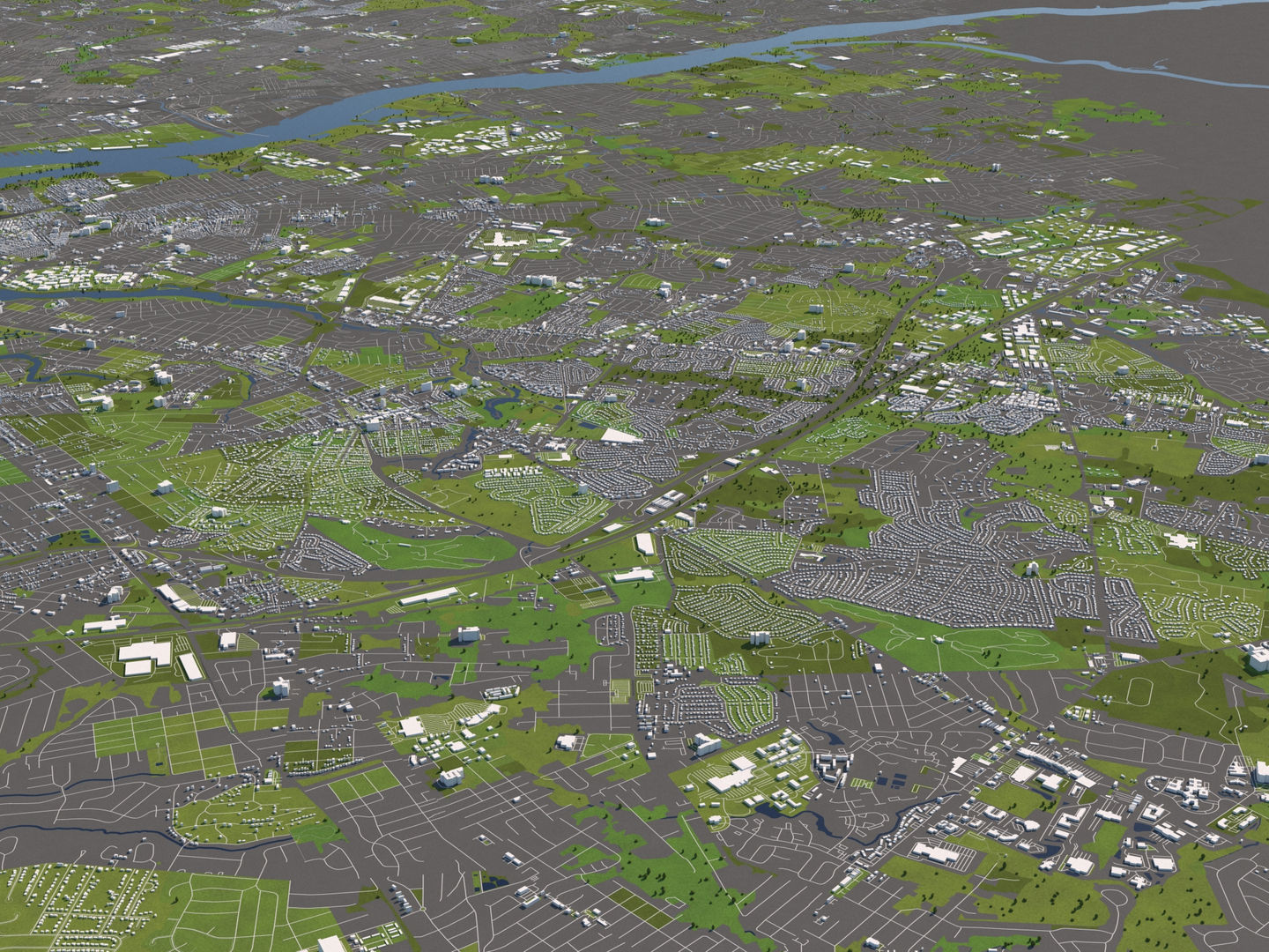 Philadelphia 50x50km 3D City Map 3D model | CGTrader