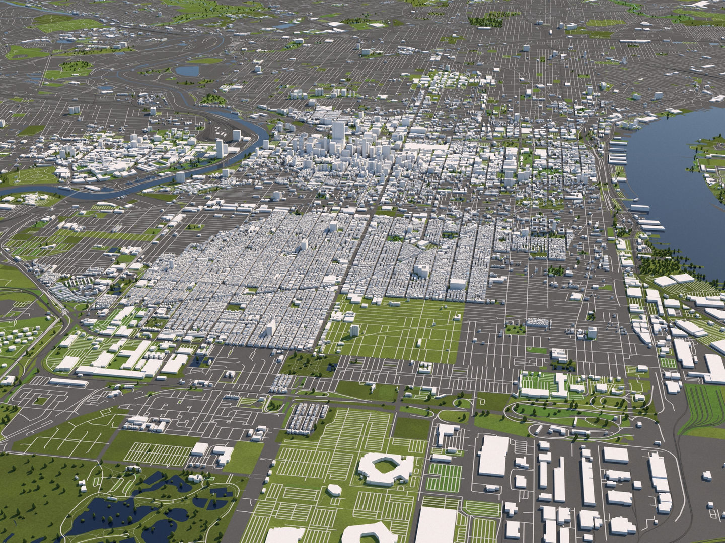 Philadelphia 50x50km 3D City Map 3D model | CGTrader