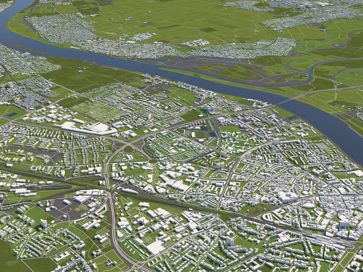 Bonn Germany 50x50km 3D City Map 3D model | CGTrader