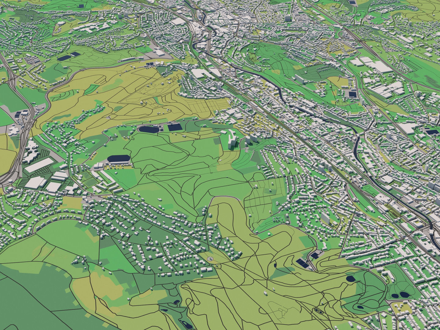 Wuppertal Germany 30x30km 3D City Map 3D model | CGTrader