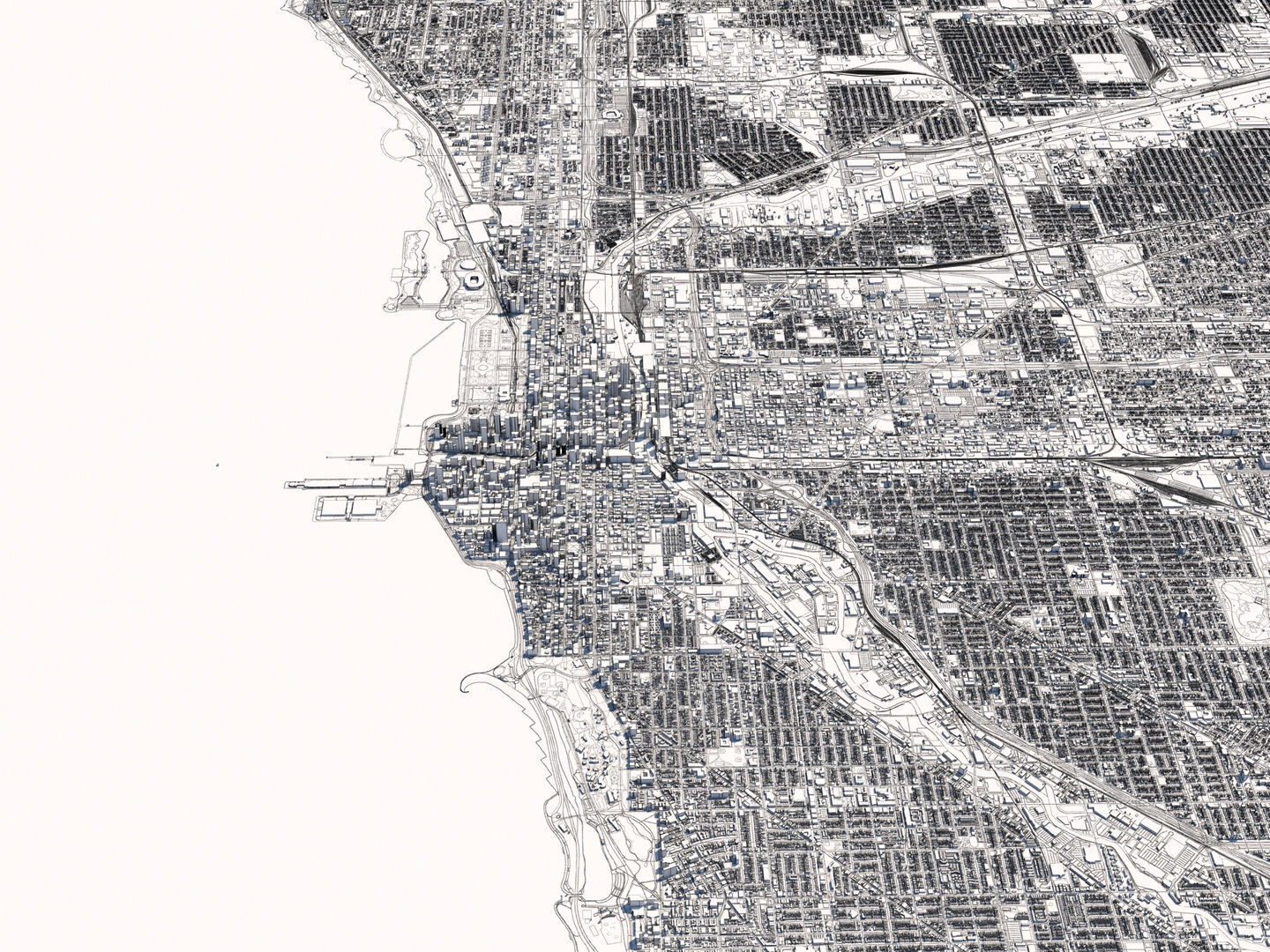 Chicago Illinois USA 25x25km 3D City Map 3D model | CGTrader