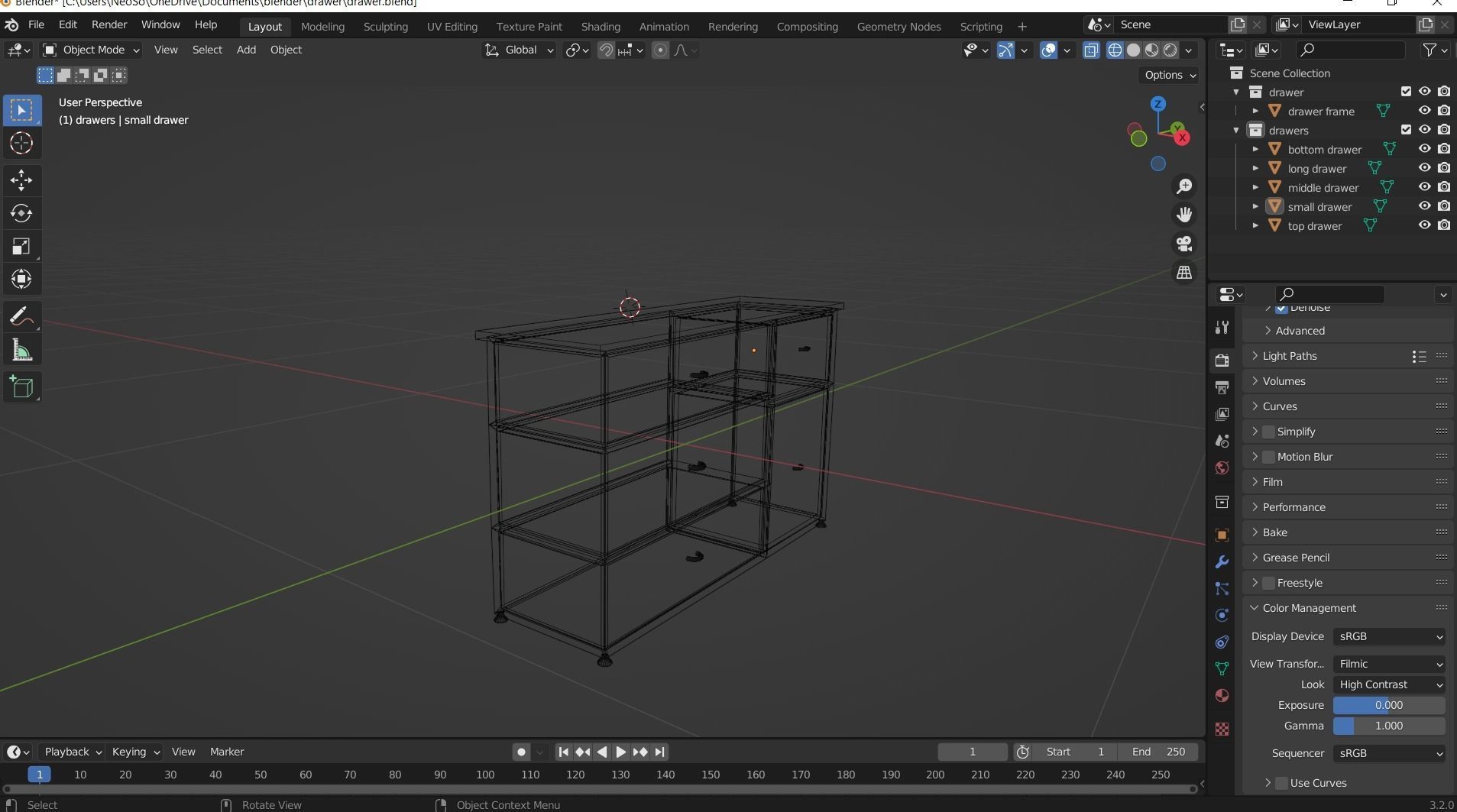 Metal frame drawer 3D model | CGTrader