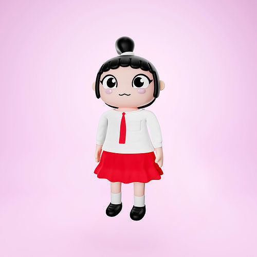 3d school girl chibi character 3D model | CGTrader