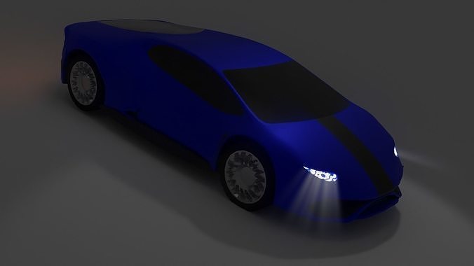 3D model blue car low poly VR / AR / low-poly | CGTrader