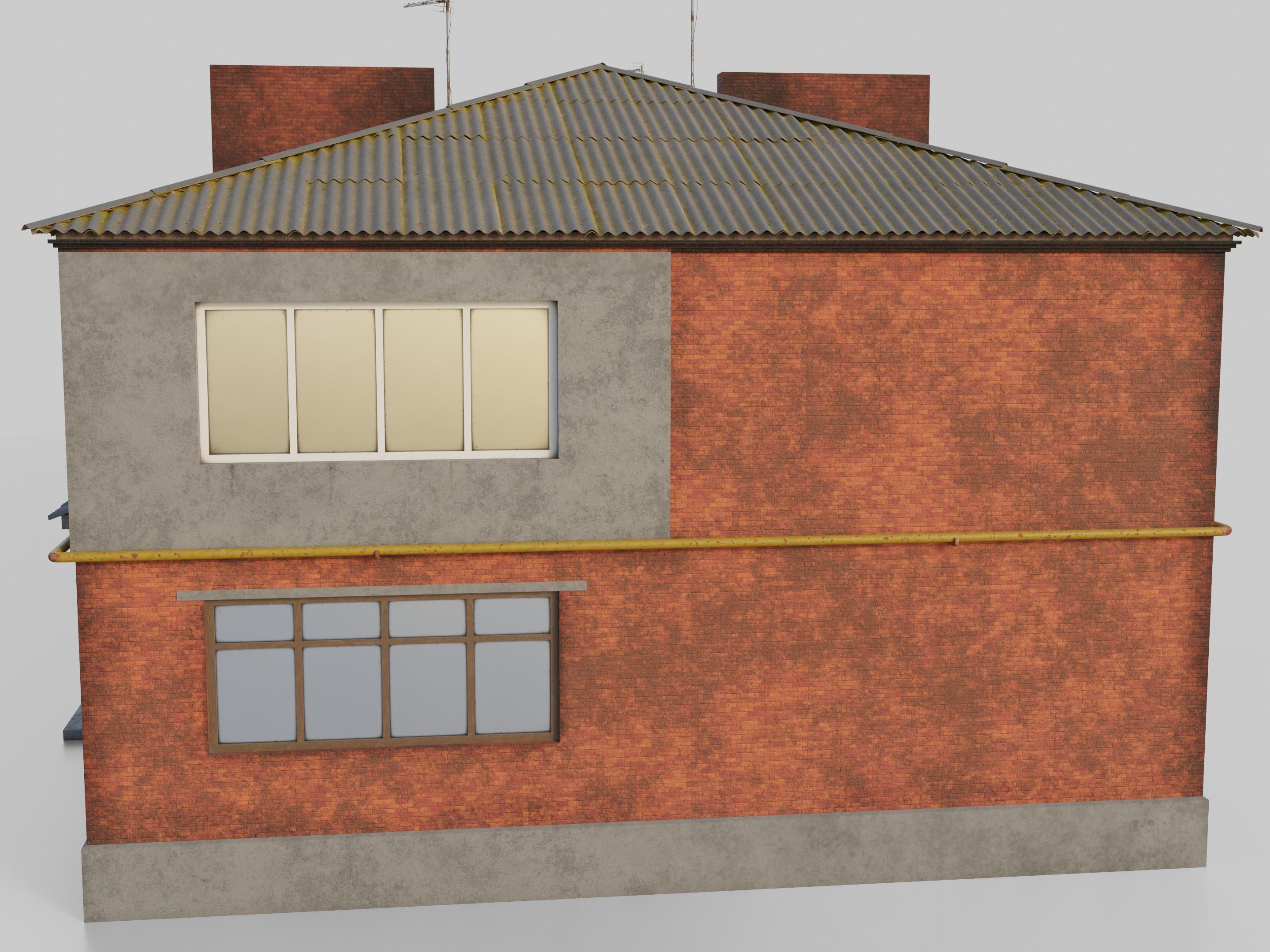 Two-Story Apartment Building Brick 3D model | CGTrader