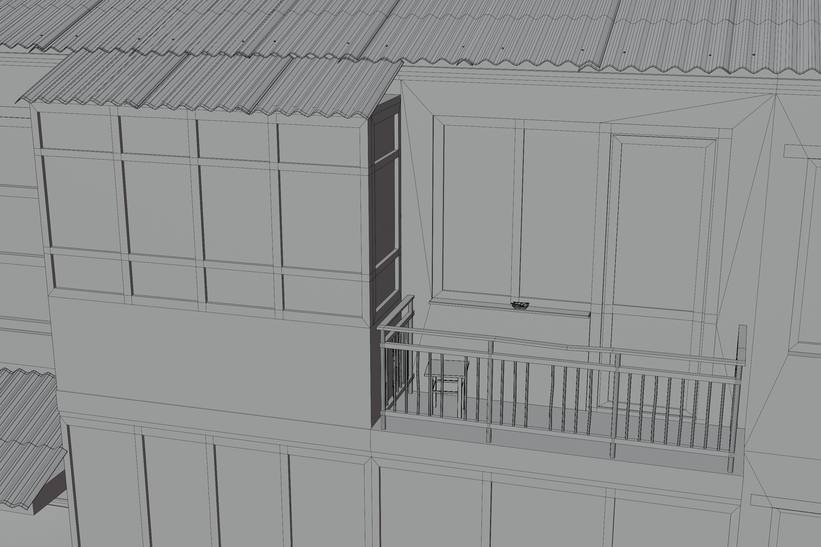 Two-Story Apartment Building Brick 3D model | CGTrader