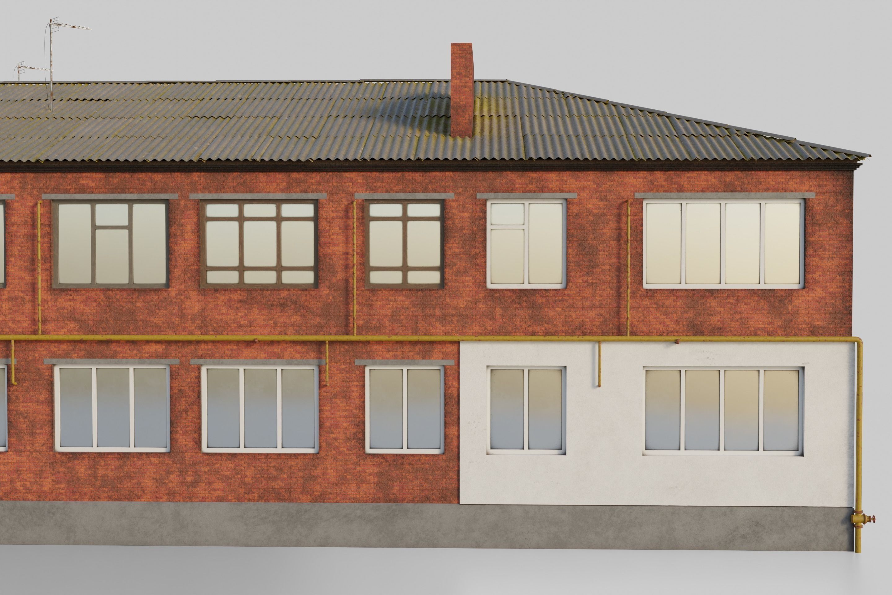 Two-Story Apartment Building Brick 3D model | CGTrader