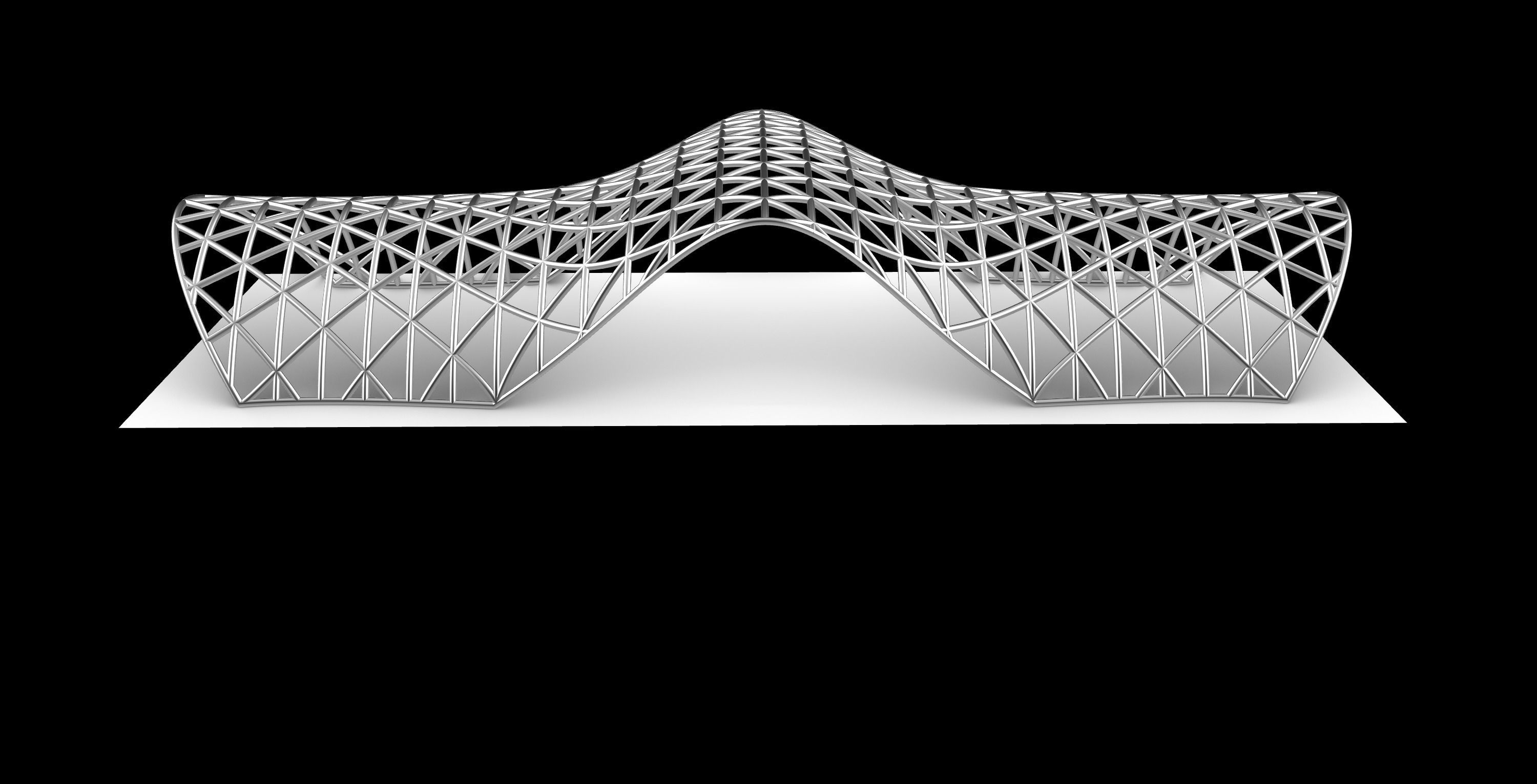 Pavilion Triangulated Wireframe Architecture Parametric v3 3D model ...