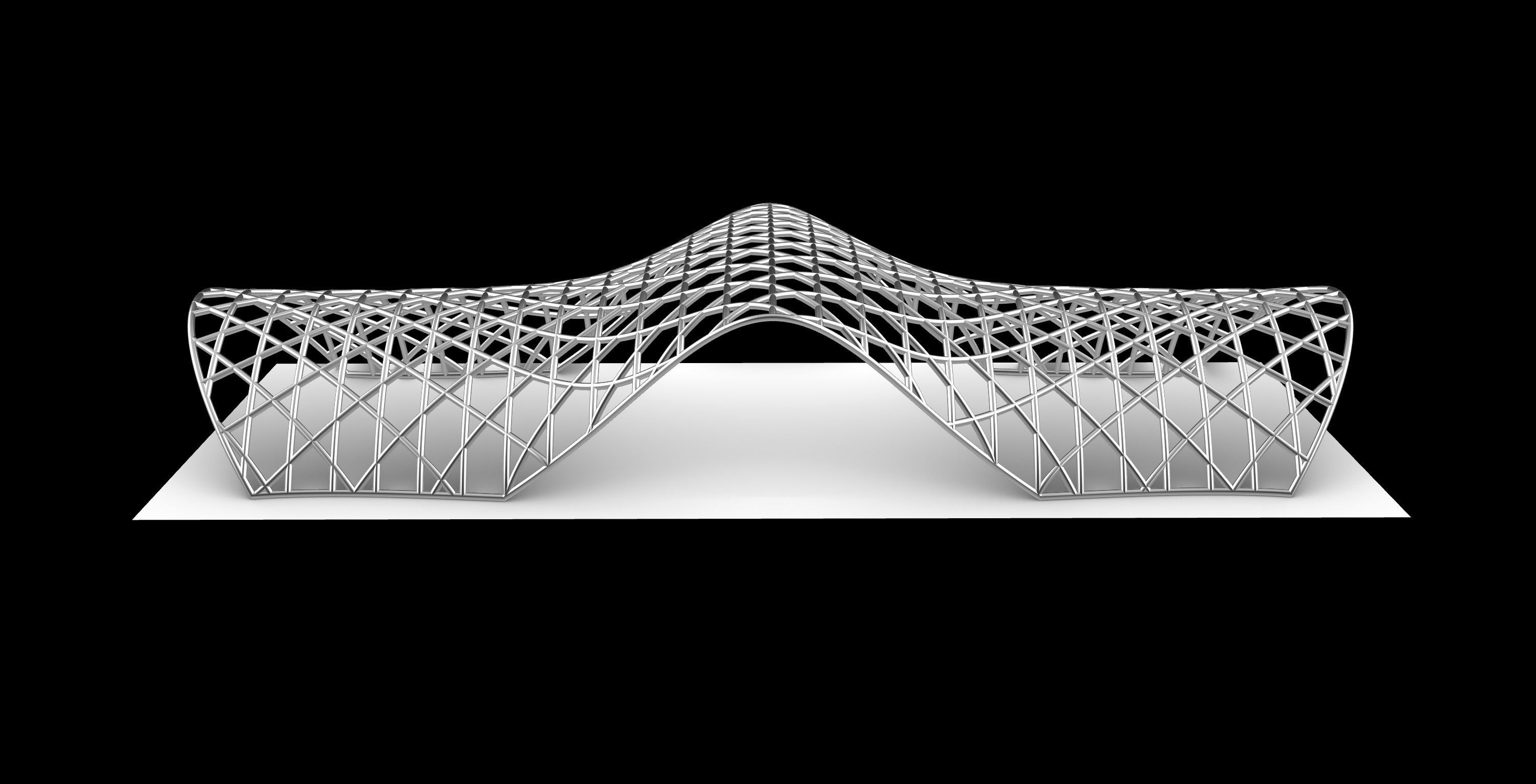 Pavilion Triangulated Wireframe Architecture Parametric v4 3D model ...