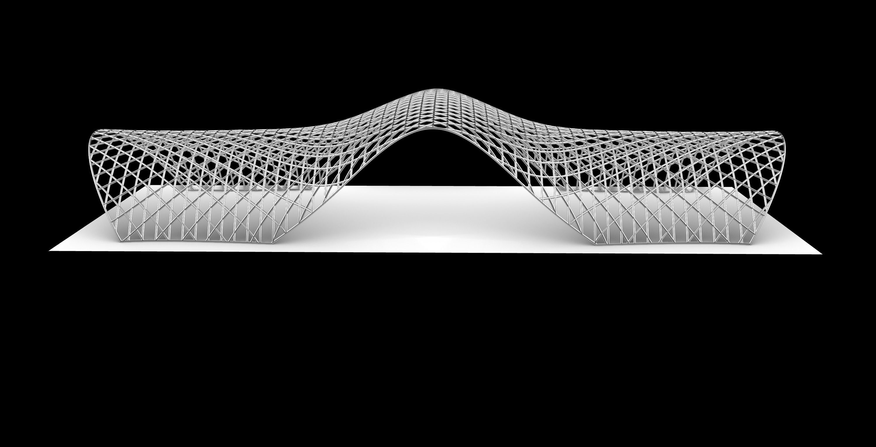 Pavilion Triangulated Wireframe Architecture Parametric V5 3d Model