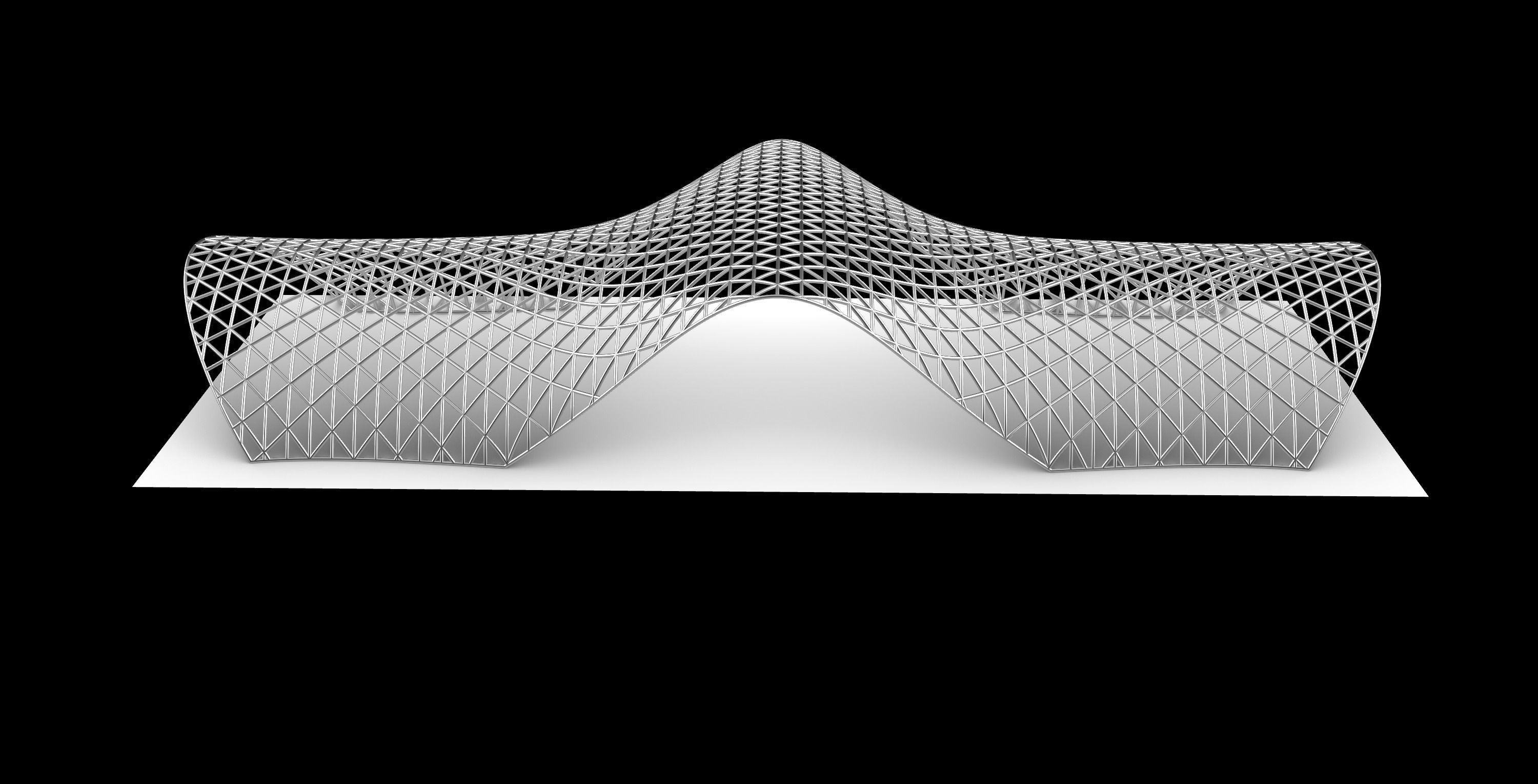 Pavilion Triangulated Wireframe Architecture Parametric v6 3D model ...