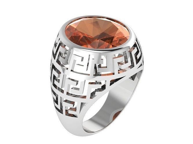 Round Stone Signet Ring 1188 3D model 3D printable | CGTrader