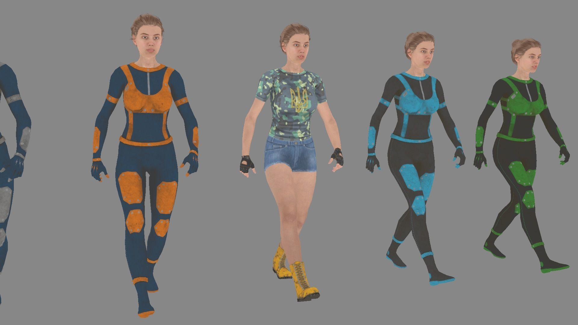 3D model Cyber Girl Sci-Fi Modular Character Unreal Engine 4 Game Ready ...
