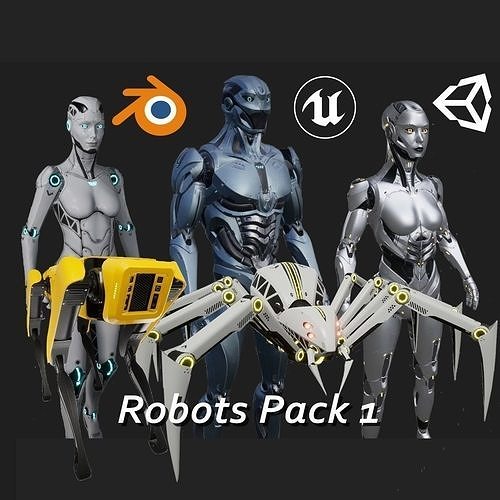 3D Model Collection Robots Pack 1 VR / AR / low-poly | CGTrader
