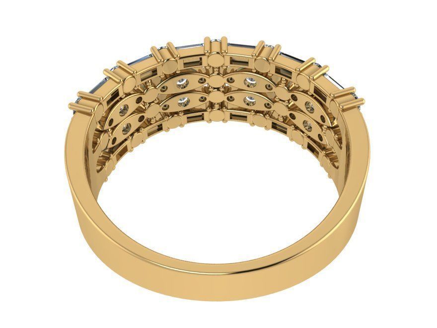 4 Row Diamond Ring 593 3D model 3D printable | CGTrader