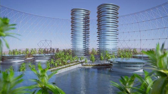 3D model City Desert 2050 VR / AR / low-poly | CGTrader