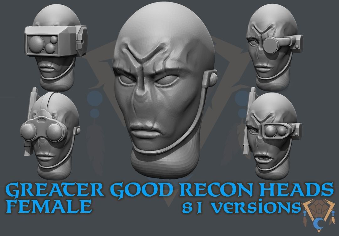 GREATER GOOD RECON FEMALE HEADS 3D model 3D printable | CGTrader