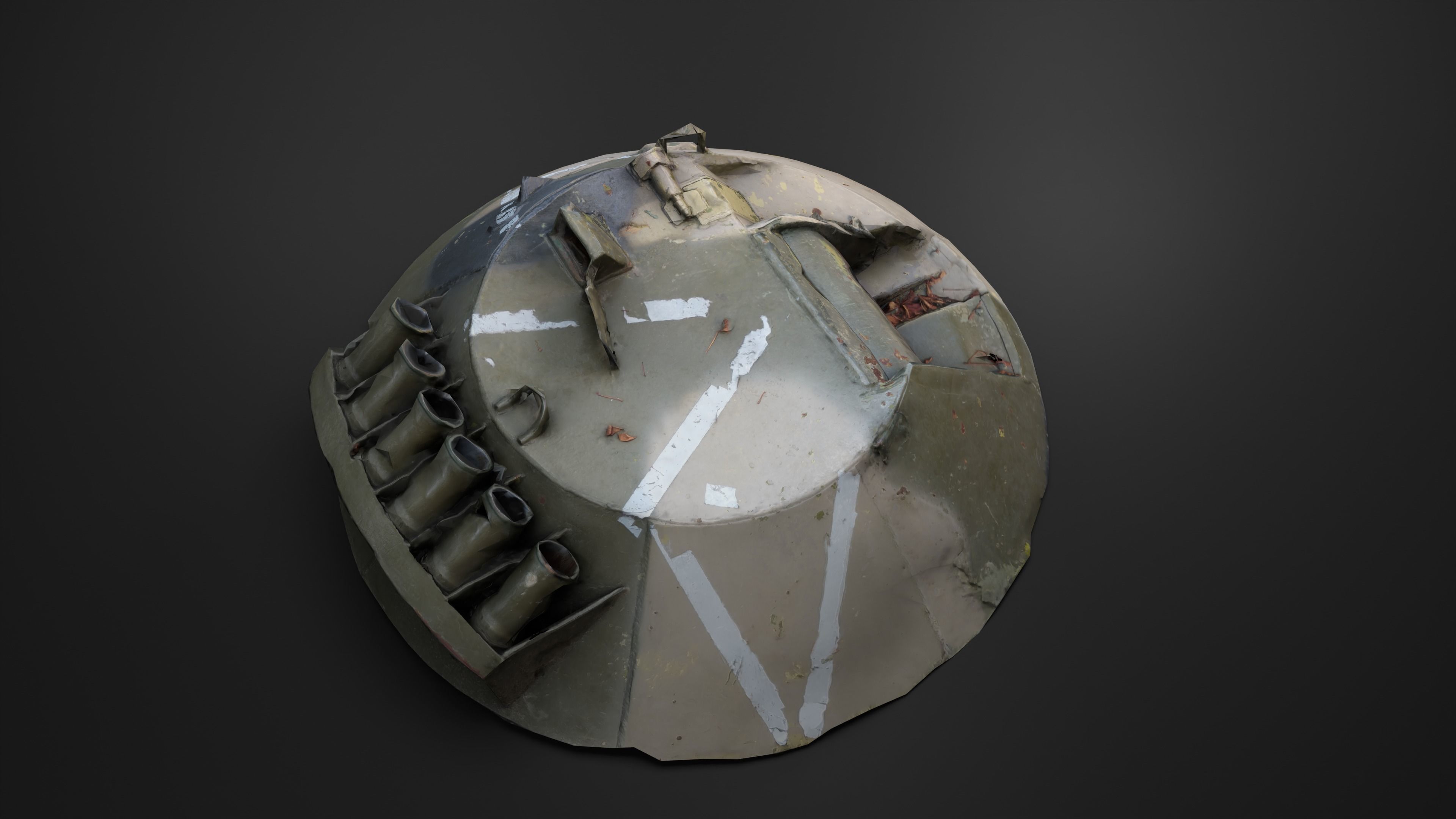 3D model Destroyed Combat Module BTR-80 turret Photoscan Game Ready VR ...