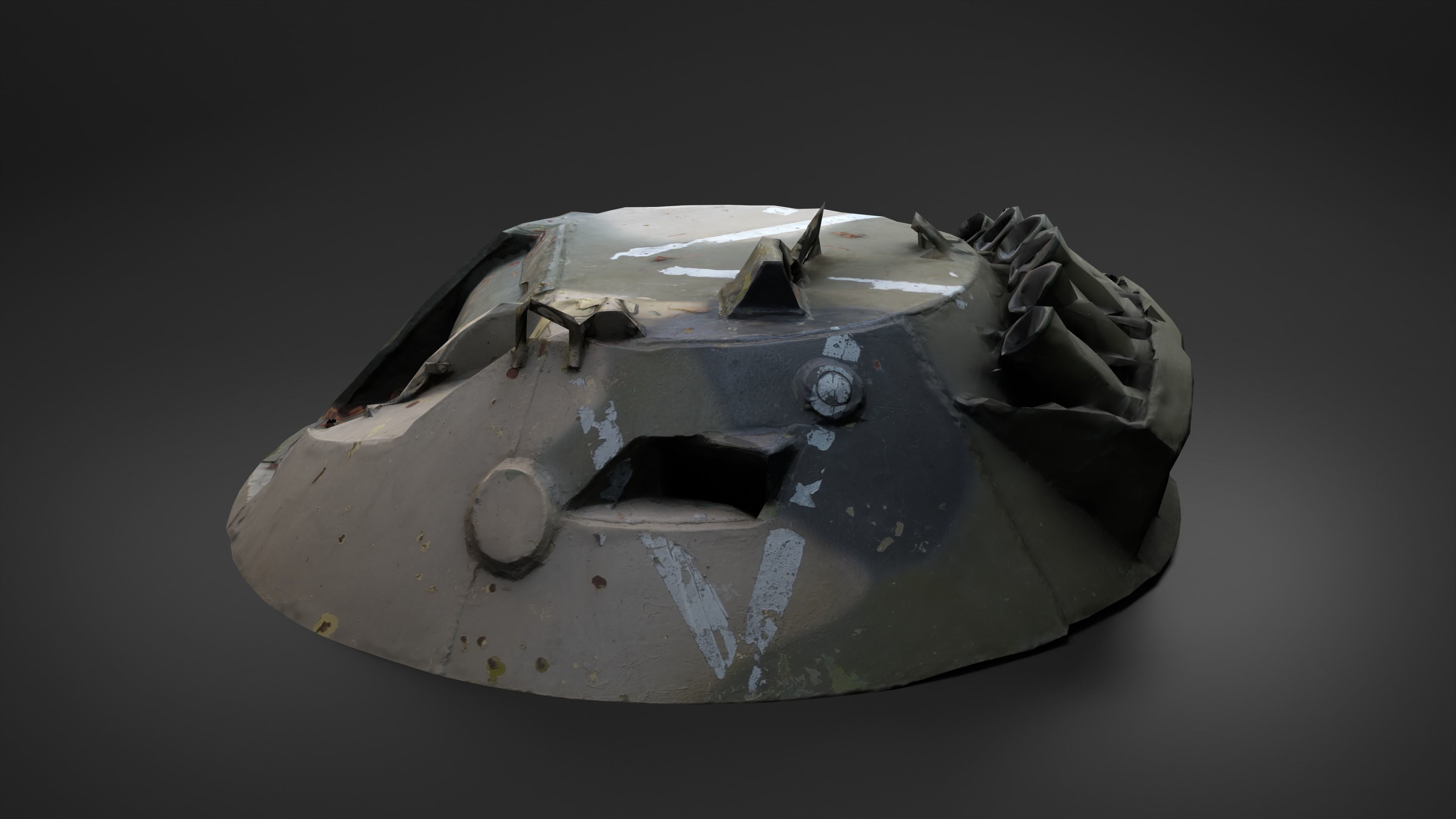 3D model Destroyed Combat Module BTR-80 turret Photoscan Game Ready VR ...
