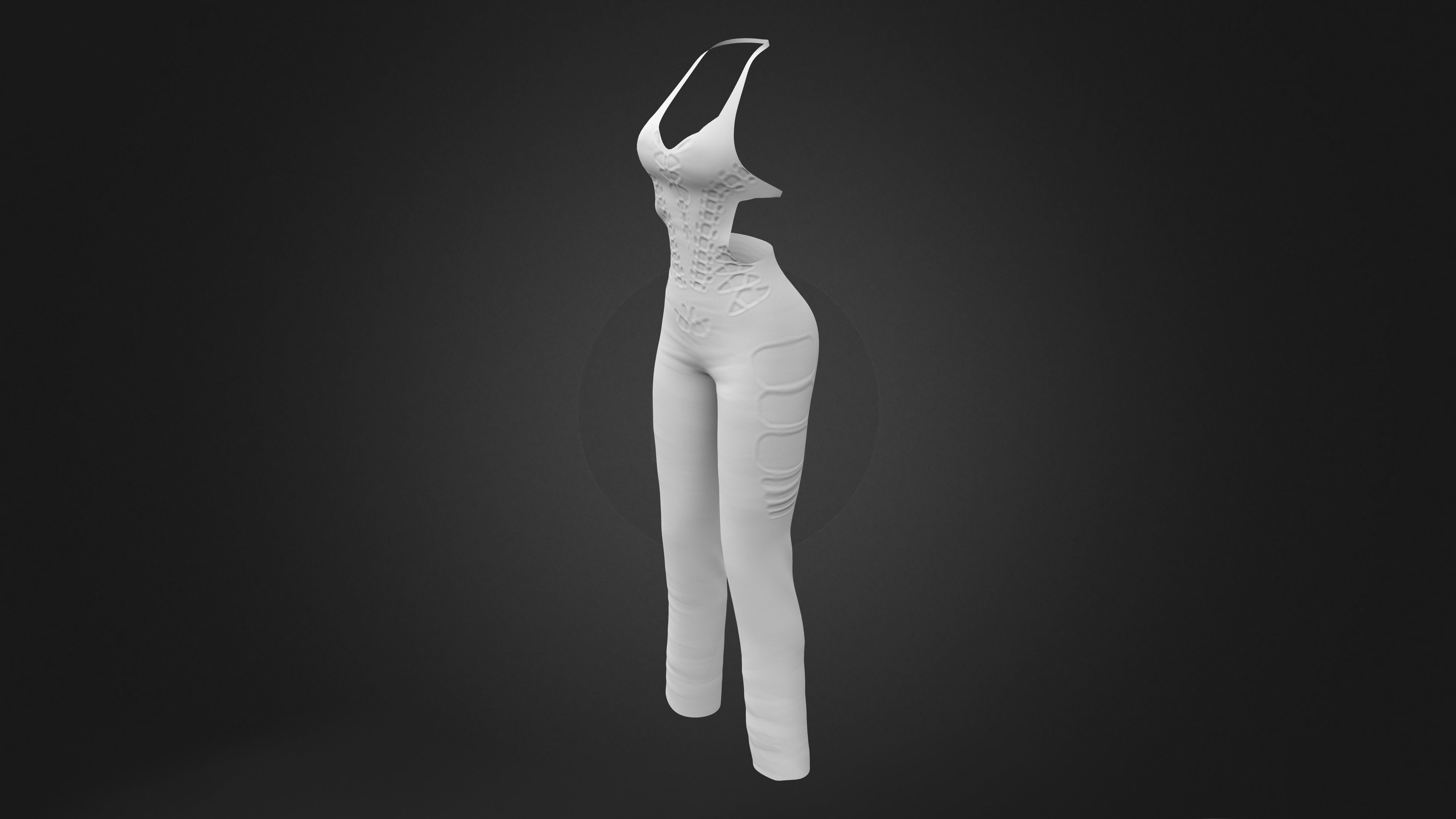 3D model Full Body Black Halter Neck Cutout Coverall VR / AR / low-poly ...
