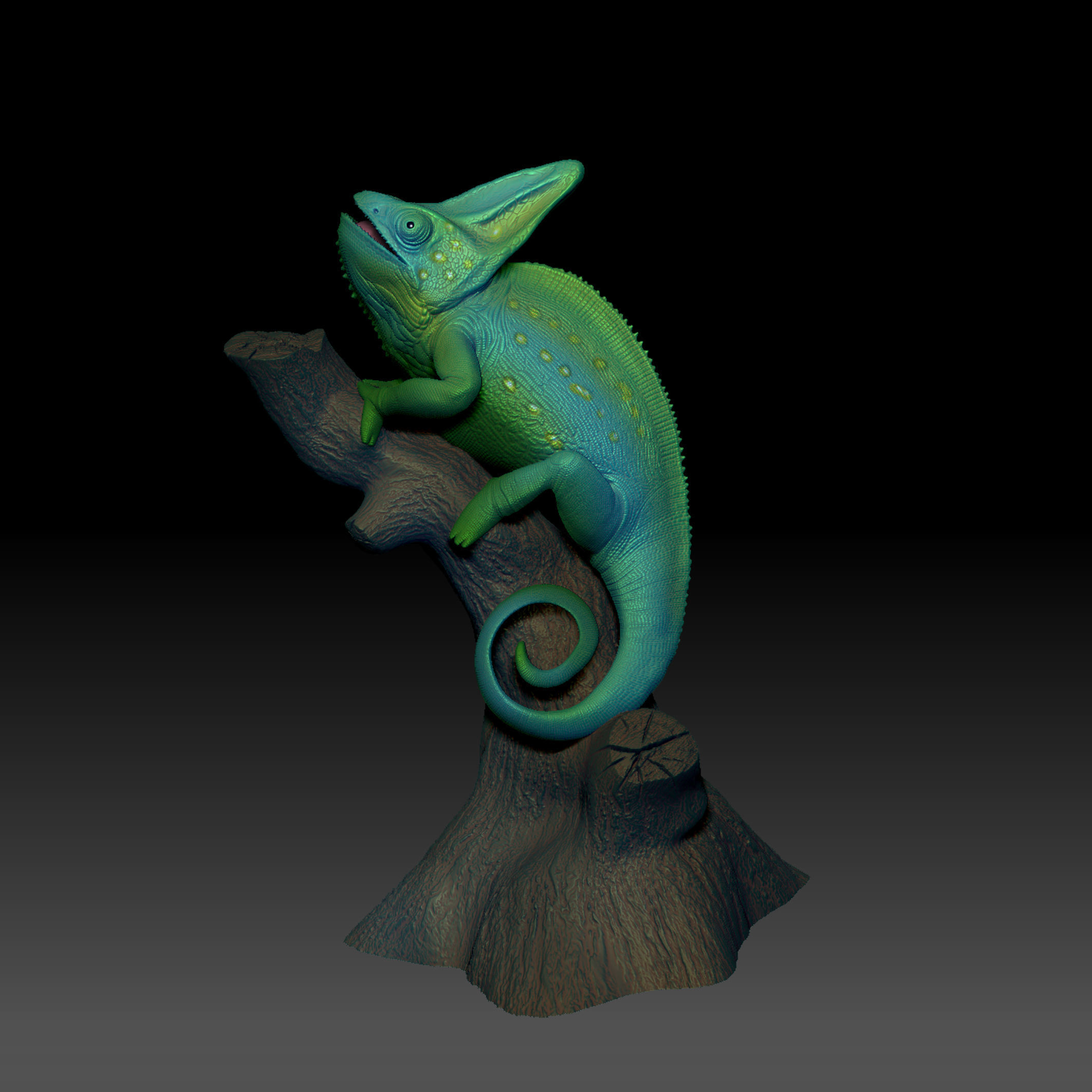 Chameleon Calyptratus Modell Tree-Highpolygon 3D model fullsize 3D ...