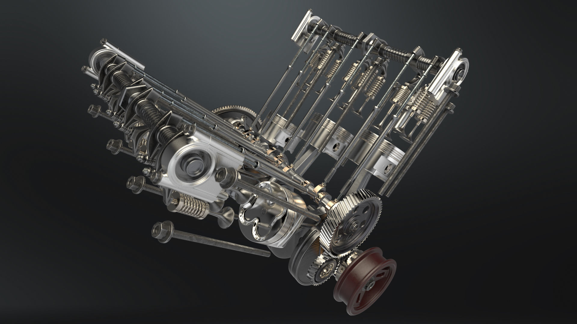 V6 Engine Working Animated 3D model animated rigged | CGTrader